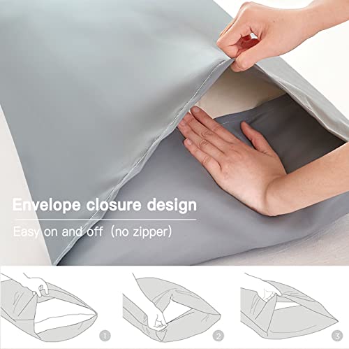 Airensky Pillow Cases Queen - Grey Slip Pillow Cases for Hair and Skin 2 Pack 20x30 inches,Soft Chill & Breathable Pillow Cover with Envelope Closure,Gifts for Women Men