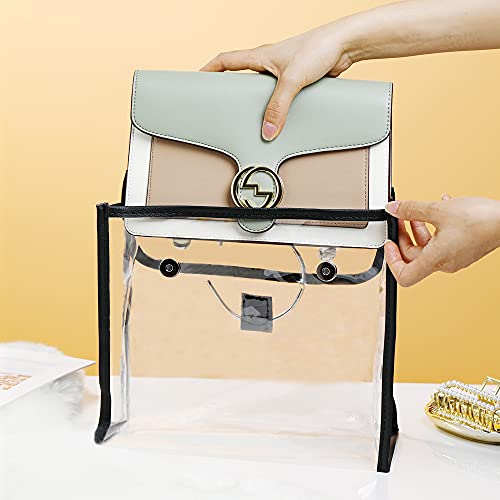 Hanging Handbag Organizer, PVC Purse Storage Bag Dustproof, Space-Saving Handbag Protector with Joinable Design, 4 PCS (Transparent black border, 4PCS (S+M+L+XL))