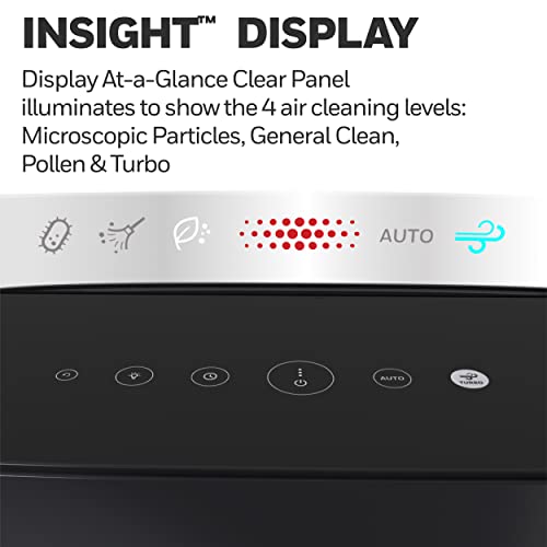 Honeywell HPA5300 InSight HEPA Air Purifier with Air Quality Indicator and Auto Mode, Allergen Reducer for Extra-Large Rooms (500 sq ft), Black - Wildfire/Smoke, Pollen, Pet Dander & Dust Air Purifier