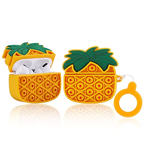 La Case, Cute Pineapple Fidget Pop Airpods Pro Case 3D Funny Cover for Women Girls or Boys (Orange)