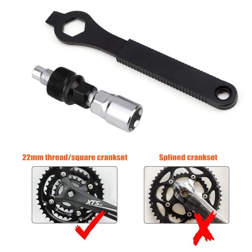 Oumers Bicycle Crank Puller Tool Set, Bike Crank Extractor+16mm Spanner Wrench+Bike Bottom Bracket Remover+Lengthen Allen Key Wrench +Square Head,Bike Repair Kit for all Cycling Enthusiasts