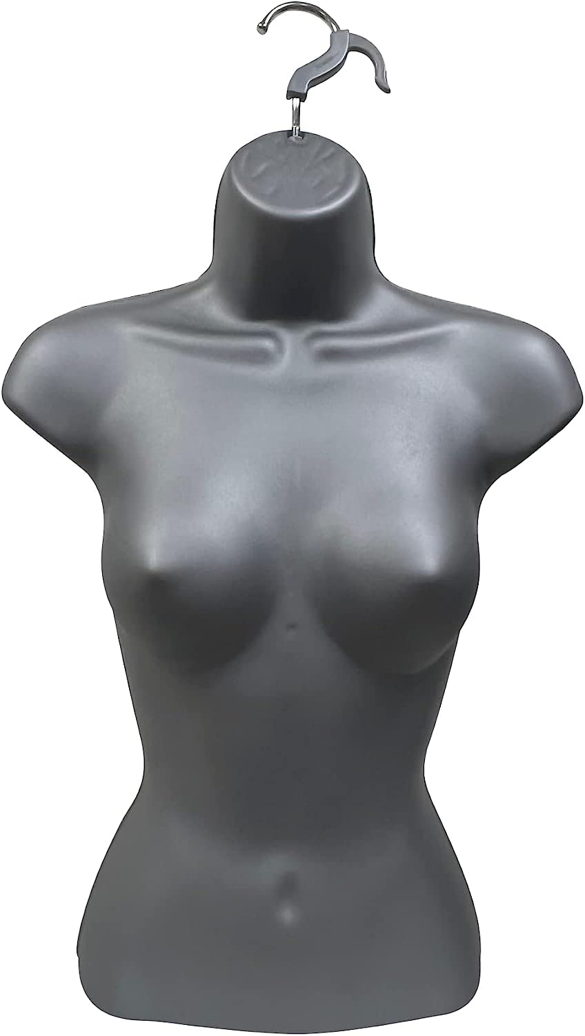 DisplayTown Gray Male + Gray Female Mannequin Injection Forms Half Rounded Waist Body Torso Dress Form with Only Hanging Hook, S-M Sizes