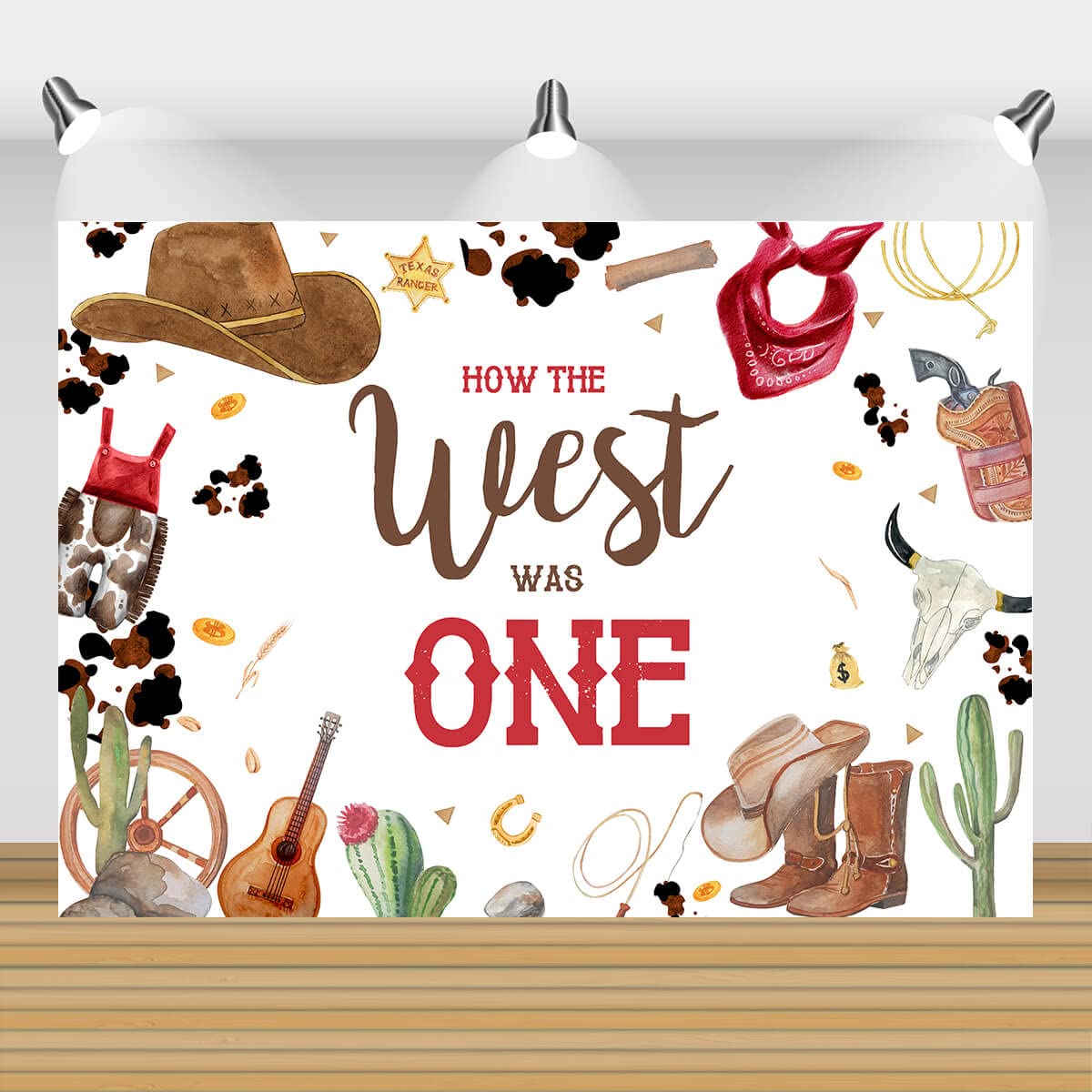 Cowboy Birthday Backdrop Rustic Wild West Rodeo How The West was One Boys First Birthday Party Background Decorations 1st Rodeo Party Banner Supplies 7x5ft