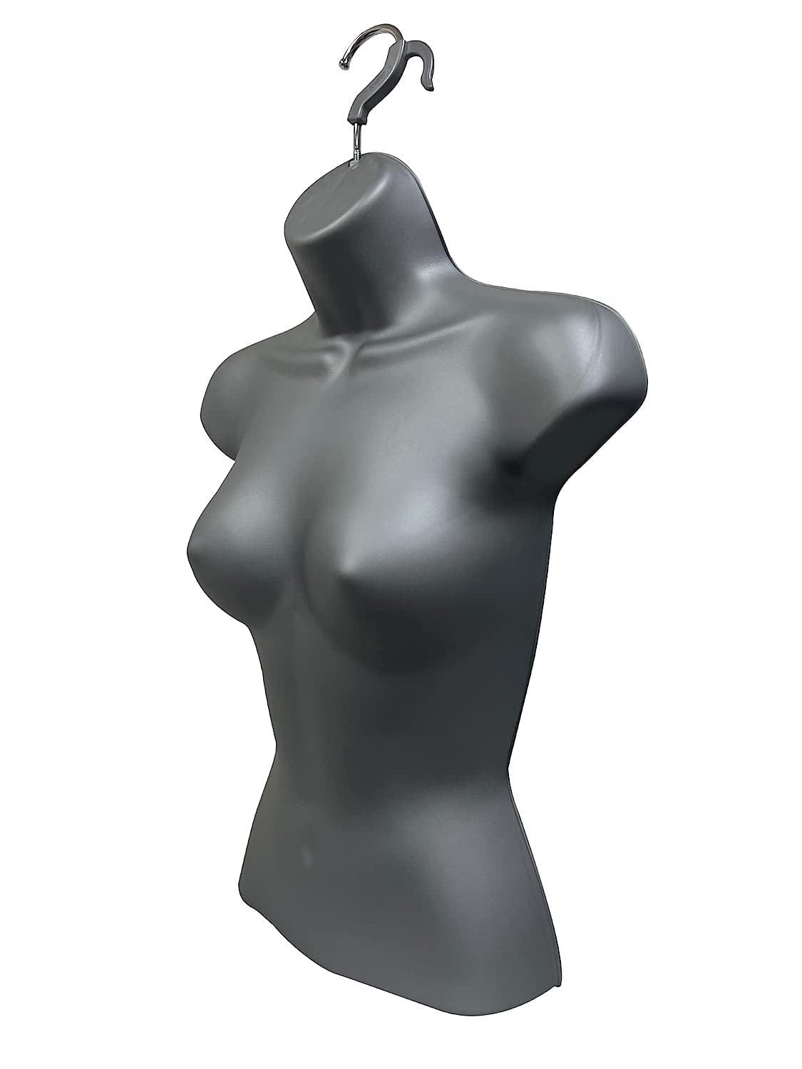 DisplayTown Gray Male + Gray Female Mannequin Injection Forms Half Rounded Waist Body Torso Dress Form with Only Hanging Hook, S-M Sizes