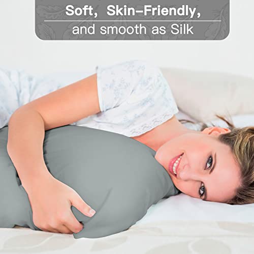 Airensky Pillow Cases Queen - Grey Slip Pillow Cases for Hair and Skin 2 Pack 20x30 inches,Soft Chill & Breathable Pillow Cover with Envelope Closure,Gifts for Women Men