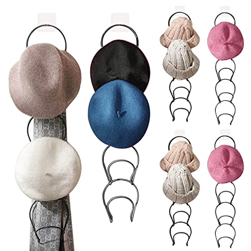 XINFULL 30 Rings Cap Rack Hanging Hat Organizer Baseball Holder Scarfs Bag Hanger Storage for Wall Door Closet Kitchen Bathroom, Black