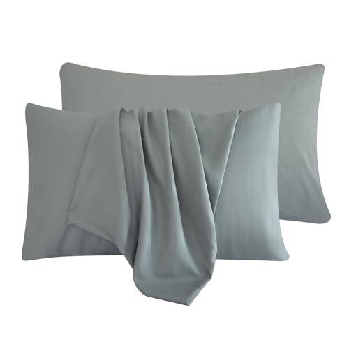 Airensky Pillow Cases Queen - Grey Slip Pillow Cases for Hair and Skin 2 Pack 20x30 inches,Soft Chill & Breathable Pillow Cover with Envelope Closure,Gifts for Women Men