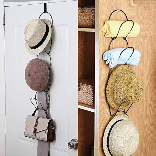 XINFULL 30 Rings Cap Rack Hanging Hat Organizer Baseball Holder Scarfs Bag Hanger Storage for Wall Door Closet Kitchen Bathroom, Black