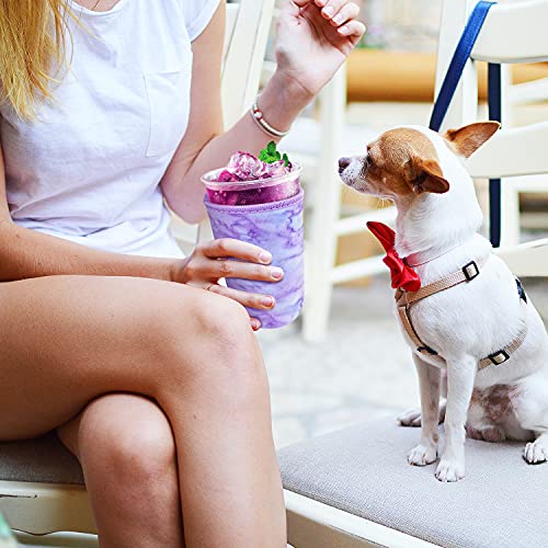 3 Pack Iced Coffee Cup Sleeve for Large Sized Cups, Reusable Neoprene Iced Coffee Cup Holder for Hot Cold Drinks, Compatible with Starbucks, Dunkin Donuts, and More(Purple Marble)