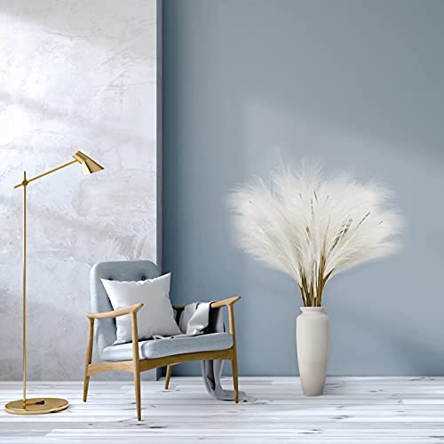 Artflower Artificial Pampas Grass, 6Pcs 39.3" Faux Pampas Branches Tall Reed Grass Decor Fake Reed Phragmites Plants Boho Home Decor Bunches for Home Wedding Party Decor(White)