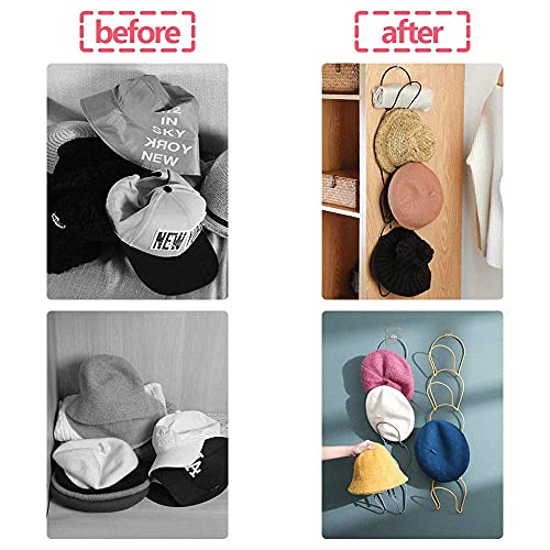 XINFULL 30 Rings Cap Rack Hanging Hat Organizer Baseball Holder Scarfs Bag Hanger Storage for Wall Door Closet Kitchen Bathroom, Black