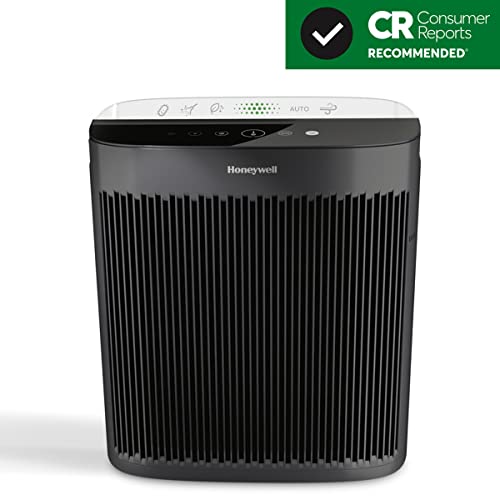 Honeywell HPA5300 InSight HEPA Air Purifier with Air Quality Indicator and Auto Mode, Allergen Reducer for Extra-Large Rooms (500 sq ft), Black - Wildfire/Smoke, Pollen, Pet Dander & Dust Air Purifier