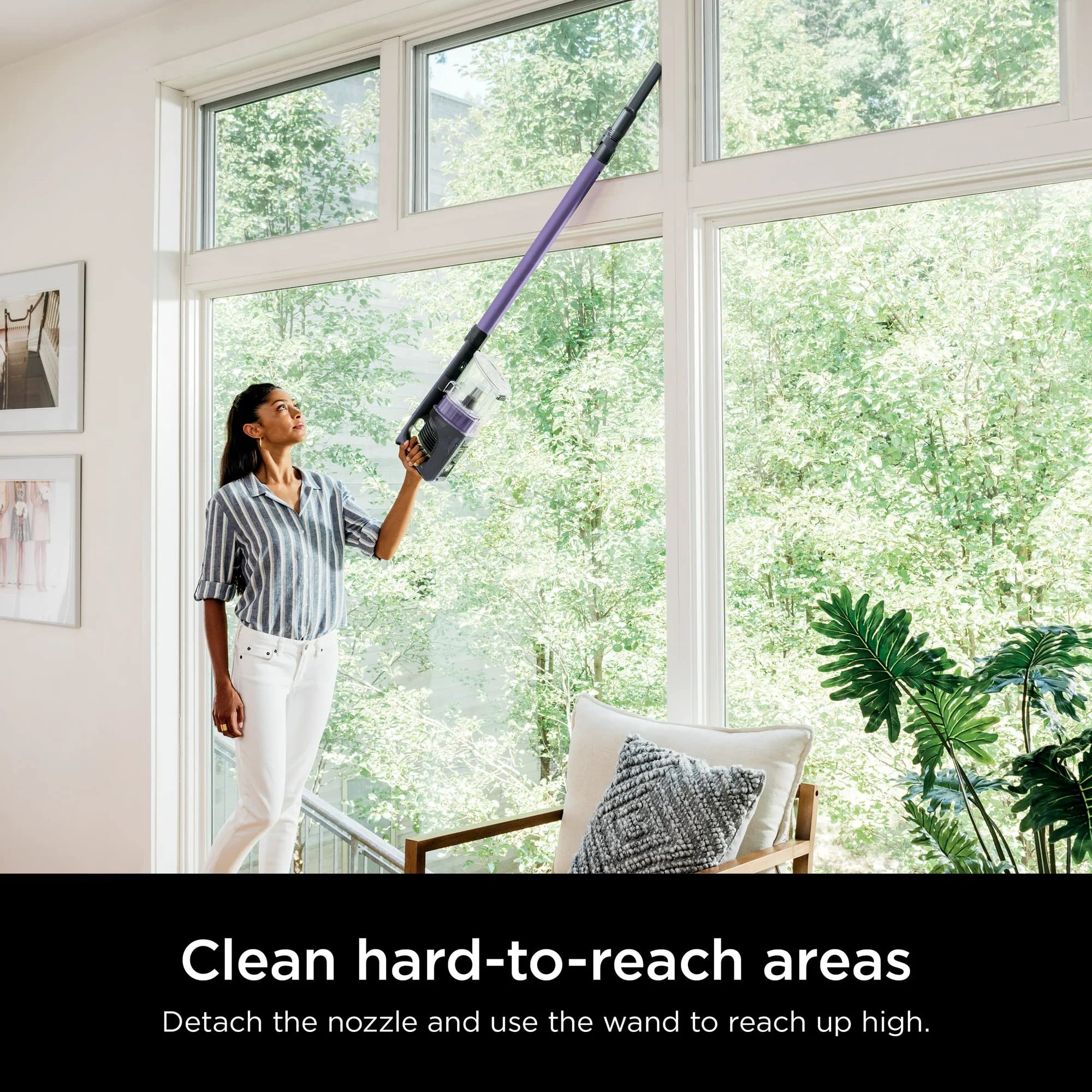 Shark WZ240 Pet Cordless Stick Vacuum Self-Cleaning BrushRoll, PowerFins, Crevice Tool & Upholstery Tool, 40min Runtime, Purple/Grey (Renewed)