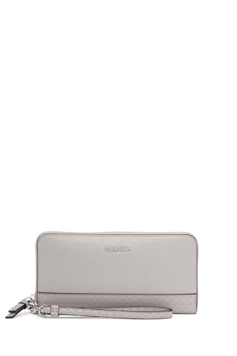 Calvin Klein Key Item Saffiano Continental Zip Around Wallet with Wristlet Strap, Stone, One Size