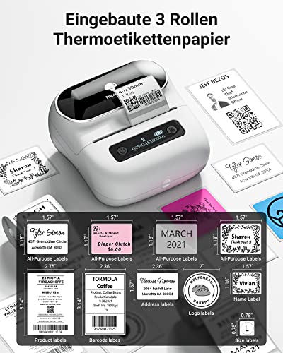 Phomemo Label Maker, Bluetooth Label Printer for Barcode, Address, Home, Mailing, Small Business, Clothing, Portable Label Maker Easy to Use with 3 Rolls Label & Bag
