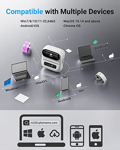 Phomemo Label Maker, Bluetooth Label Printer for Barcode, Address, Home, Mailing, Small Business, Clothing, Portable Label Maker Easy to Use with 3 Rolls Label & Bag