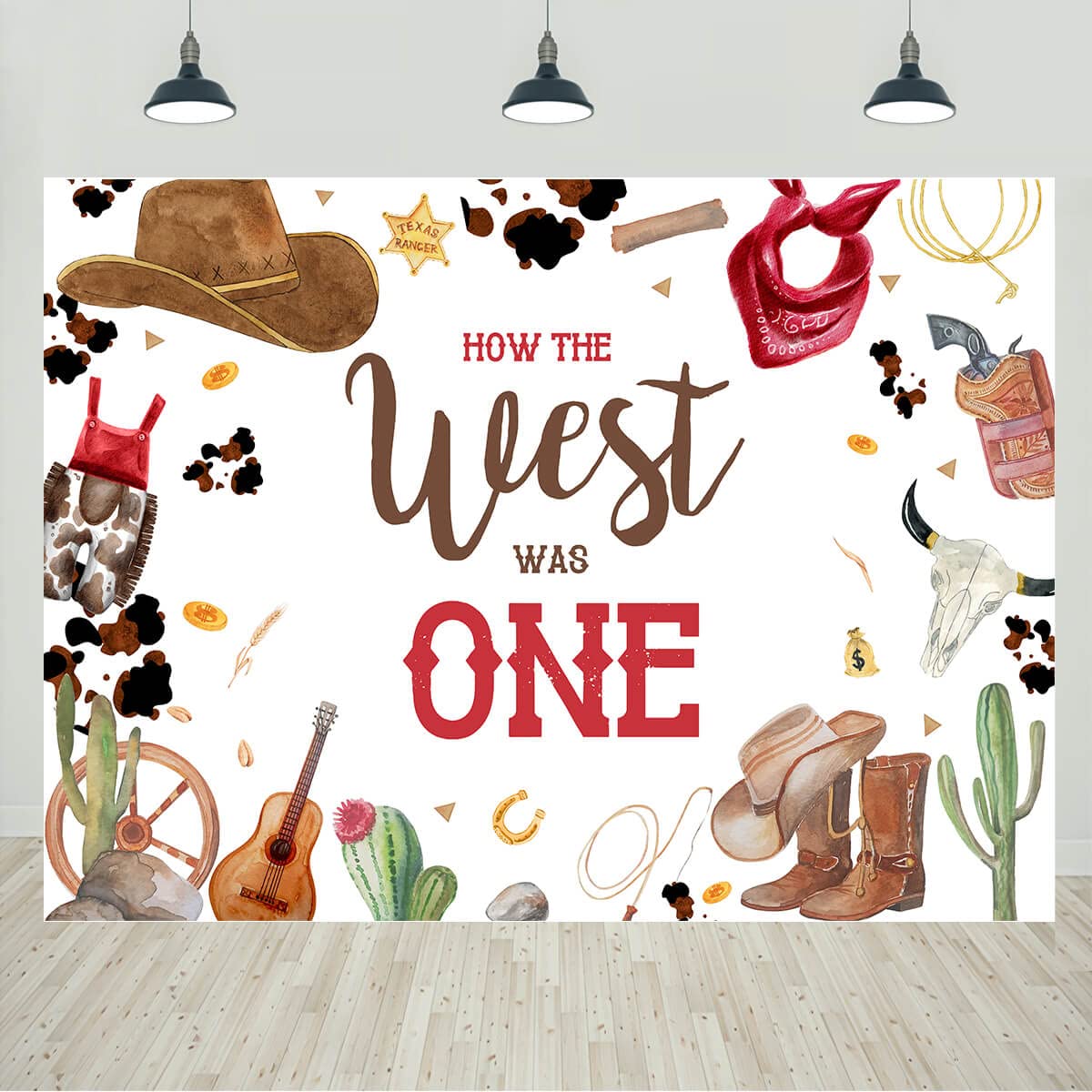 Cowboy Birthday Backdrop Rustic Wild West Rodeo How The West was One Boys First Birthday Party Background Decorations 1st Rodeo Party Banner Supplies 7x5ft