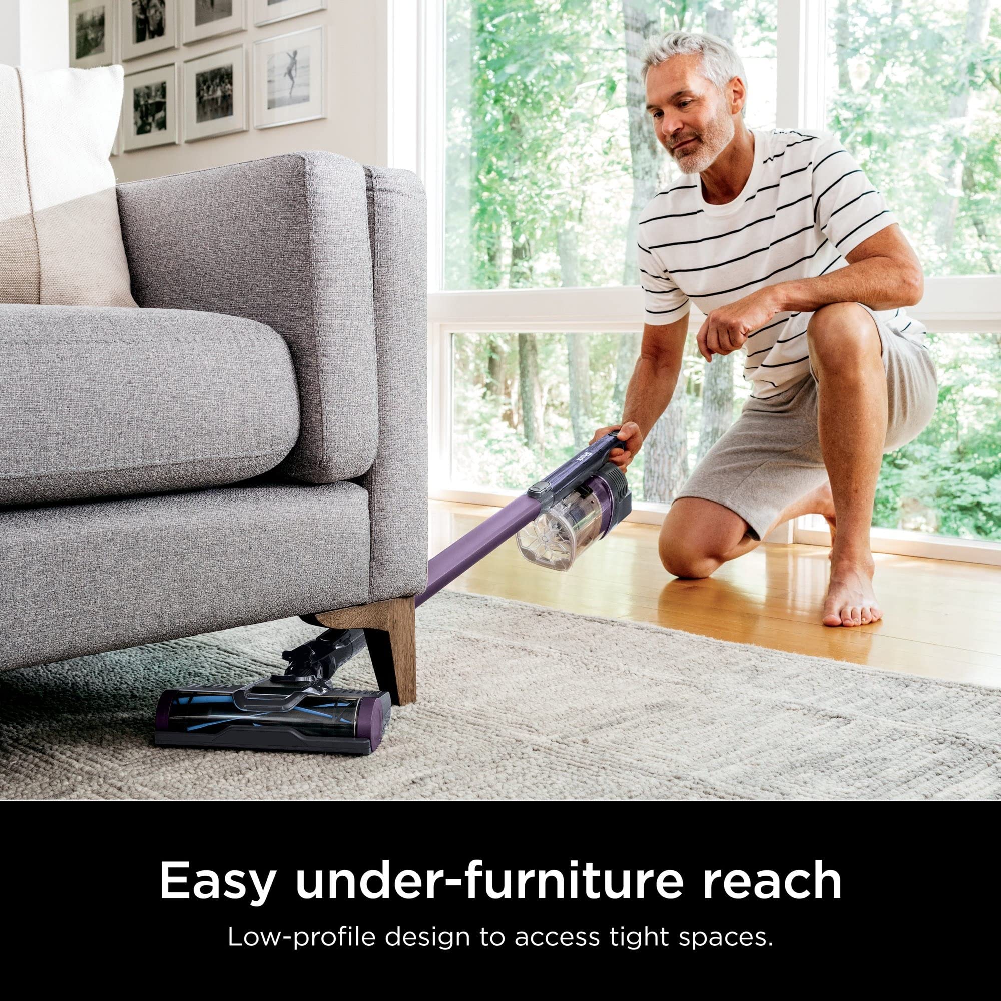 Shark WZ240 Pet Cordless Stick Vacuum Self-Cleaning BrushRoll, PowerFins, Crevice Tool & Upholstery Tool, 40min Runtime, Purple/Grey (Renewed)