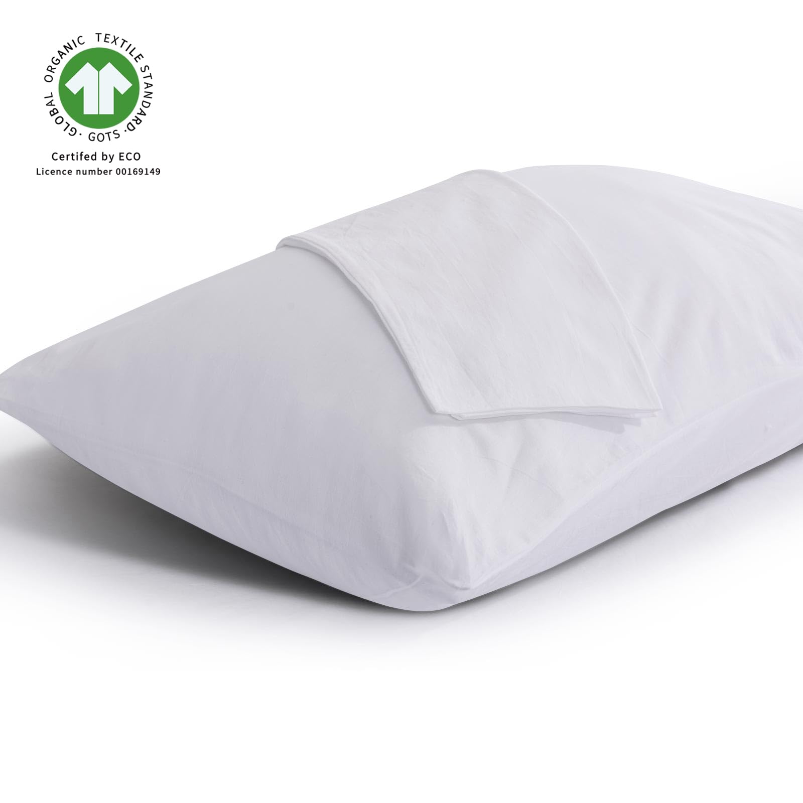 NEXHOME PRO 100% Organic Cotton Queen Pillowcases Set of 2, Envelope Closure Linen Feel Textured Natural, Soft and Durable, Premium Cooling Pillow Cases for Bed (20x30 inch, White)