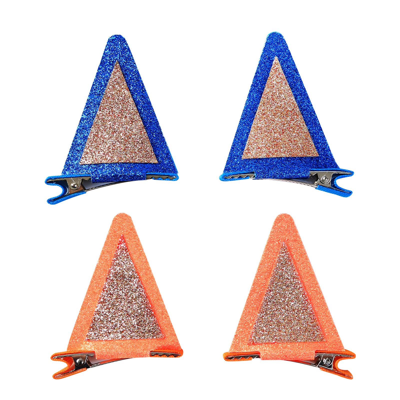 Dog Ears Hair Clips for Kids Toddler 2 Pairs Glitter Halloween Costume Hair Accessories Animal Cosplay Birthday Party Supplies Blue Orange