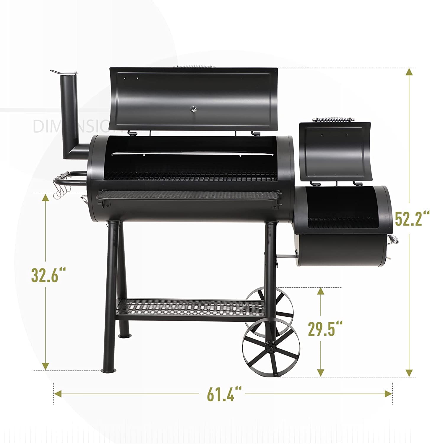 MFSTUDIO Heavy Duty Charcoal Wood Offset Outdoor Smoker Grill, Extra Large Charcoal Grill with Smoker Combo for BBQ Grilling, 941 SQ.IN.