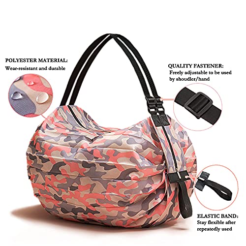 Zagxuade Reusable Grocery Shopping Bags Polyester Material, One-shoulder Portable Shopping Bags, Eco Friendly Foldable ShoppingTote with Zipper (3pcs)