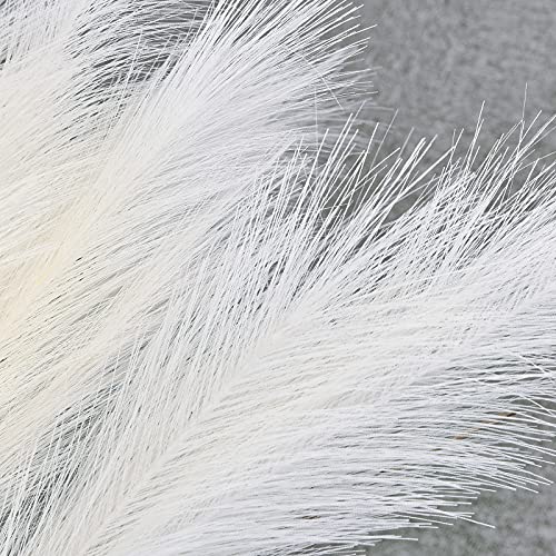 Artflower Artificial Pampas Grass, 6Pcs 39.3" Faux Pampas Branches Tall Reed Grass Decor Fake Reed Phragmites Plants Boho Home Decor Bunches for Home Wedding Party Decor(White)