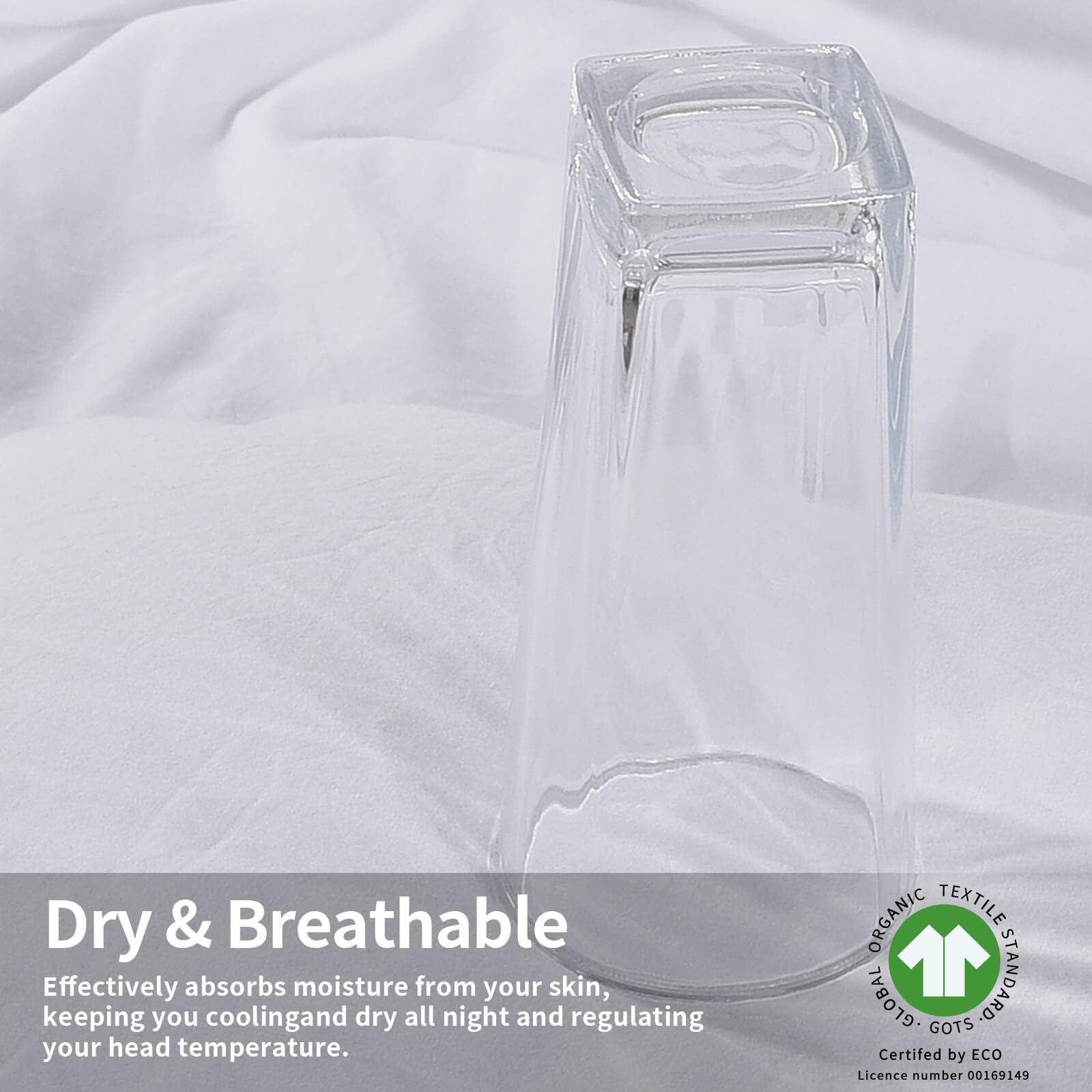 NEXHOME PRO 100% Organic Cotton Queen Pillowcases Set of 2, Envelope Closure Linen Feel Textured Natural, Soft and Durable, Premium Cooling Pillow Cases for Bed (20x30 inch, White)