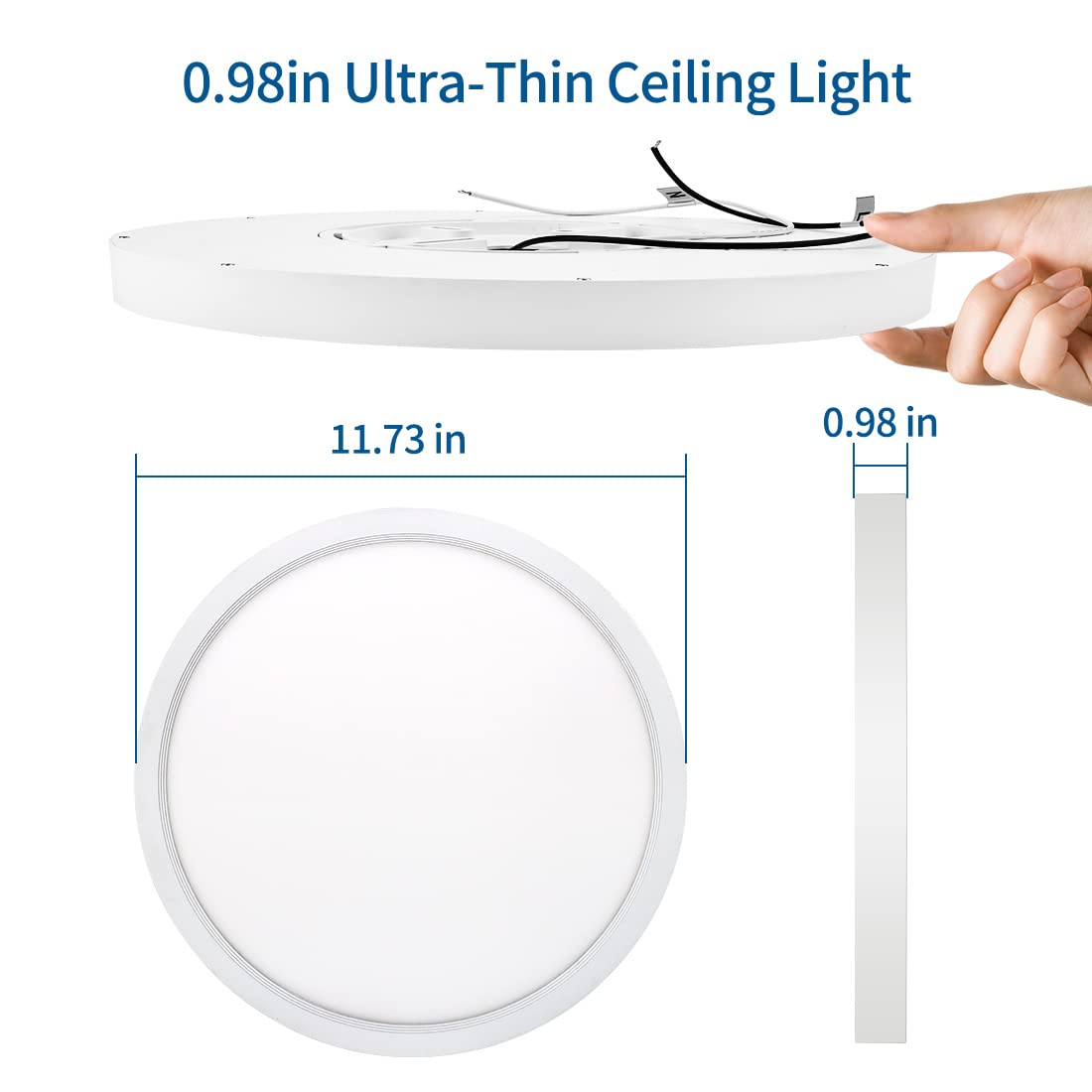 DAKASON LED Flush Mount Ceiling Light 12 Inch, 24W Dimmable Round Ceiling Lamp 2700-5000K 5 Color Tem. Selectable, Overhead Ceiling Light for Bedroom, Living Room, Kitchen, Hallway