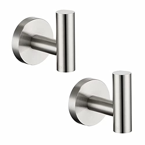 Kangdesi Bathroom Wall Towel Hooks, Coat Robe Clothes Hook (2 Pack), SUS304 Stainless Steel Brushed Hook Modern Wall Hook Holder for Kitchen Garage Hotel Wall Mounted