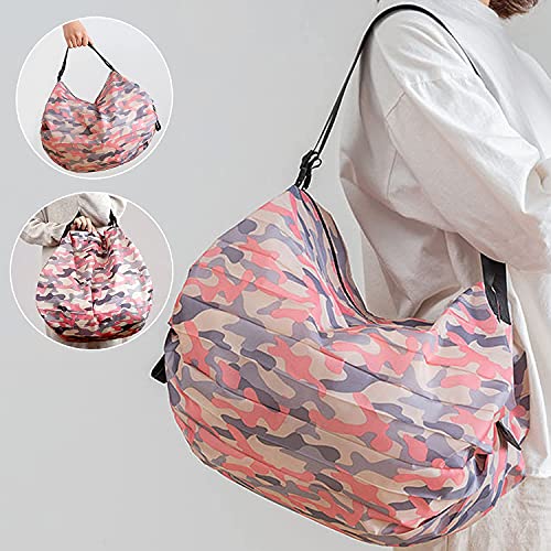 Zagxuade Reusable Grocery Shopping Bags Polyester Material, One-shoulder Portable Shopping Bags, Eco Friendly Foldable ShoppingTote with Zipper (3pcs)