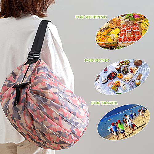 Zagxuade Reusable Grocery Shopping Bags Polyester Material, One-shoulder Portable Shopping Bags, Eco Friendly Foldable ShoppingTote with Zipper (3pcs)