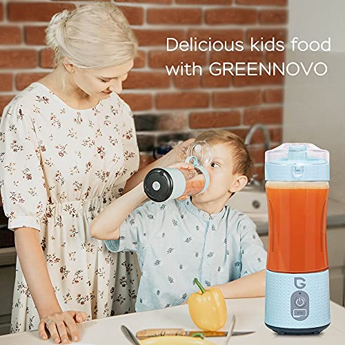 GREENNOVO Portable Blender, Smoothie Blenders, Personal Size Blender USB Rechargeable Smoothies and Shakes Juicer Cup, 4000mAh Battery Strong Power