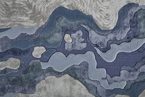Feizy Serrano Modern Viscose Rug, Blue/Gray, 8' x 10' Area Rug