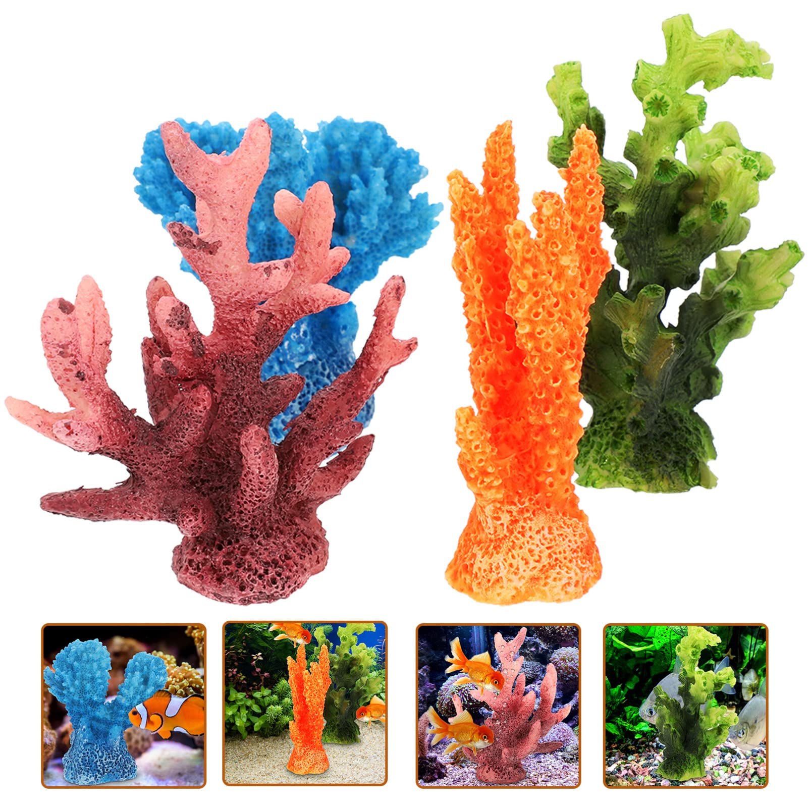 POPETPOP 4Pcs Fish Tank Plant Resin Coral Decor Artificial Coral Aquarium Coral Home Landscape Coral Decor