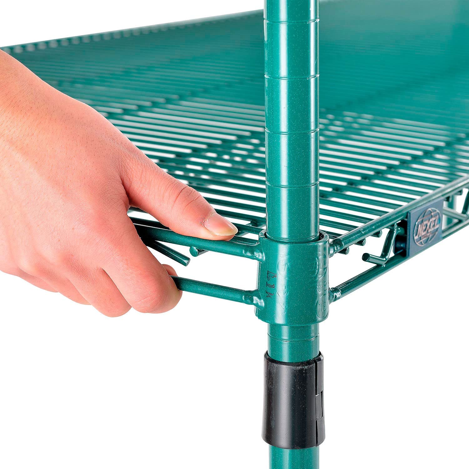 Nexel 3 Tier Wire Shelving Starter Unit, Poly-Green, 36"W x 18"D x 34"H