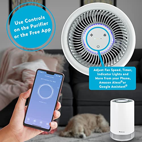 Comfort Zone Clean HEPA Air Purifier with WiFi App Control - Smart Air Filter & Cleaner - Remove Dust, Odor, Pollen - Compact Ionizer with Timer & Night Light, Covers 150 sq. ft.