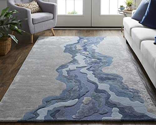 Feizy Serrano Modern Viscose Rug, Blue/Gray, 8' x 10' Area Rug