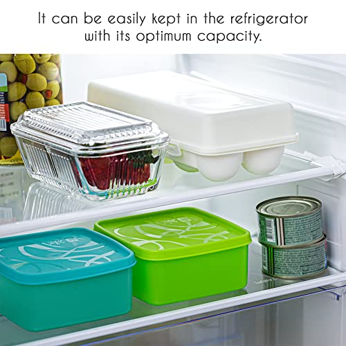Crystalia Divided Glass Food Storage Containers with Lid, 2 Compartment Glass Meal Prep Containers for Butter and Honey, Lunch, Snacks, Leftovers, Divided Storage Glassware, 13.7 oz