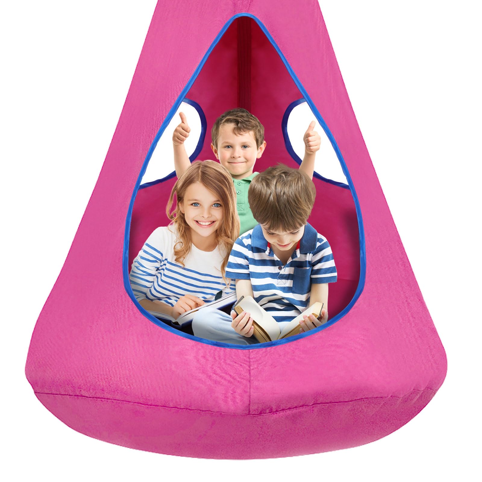 Kids Nest Swing Chair, Hanging Hammock Chair Nest Hammock Swing Chair with Pocket for Outdoor and Indoor(43.5" D x 52" H)