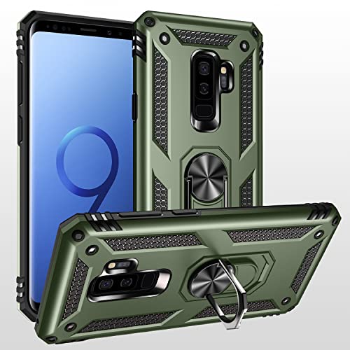 Korecase for Samsung Galaxy S9 Plus Case, Extreme Protection Military Armor Dual Layer Protective Ring Kickstand Olive Green