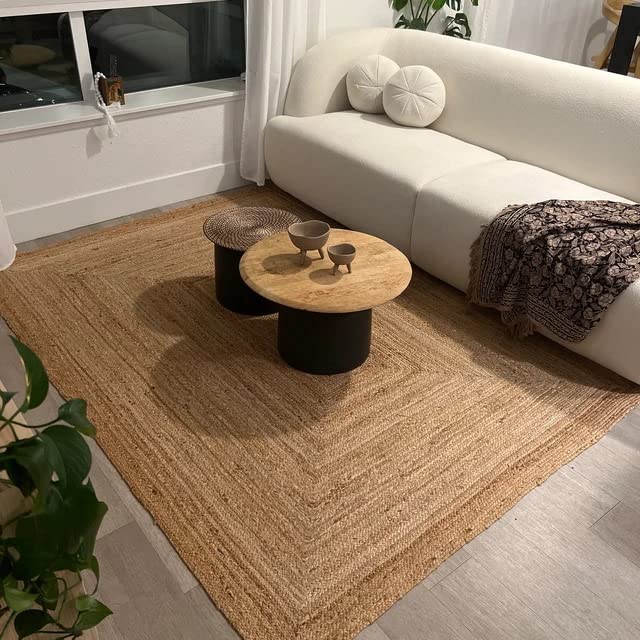 Allen Home Jute Area Rug 3' x 5' - Handmade Braided Reversible Collection - Natural Fiber, Dust Proof, Vintage, Rustic Farmhouse Rug for Kitchen, Living Room, Bedroom, Farmhouse Style Home Décor