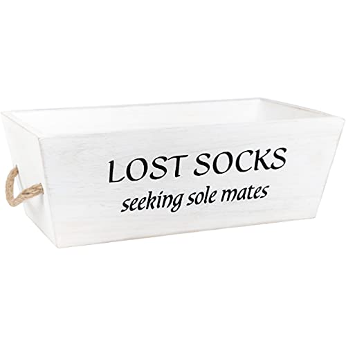 Lost Socks Basket for Laundry Room β White Laundry Basket, Wooden Farmhouse Laundry Hamper, Sock Bin, Laundry Room Storage Baskets for Shelves, Sock Basket from UpTrend Design