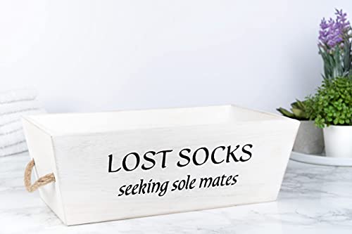 Lost Socks Basket for Laundry Room β White Laundry Basket, Wooden Farmhouse Laundry Hamper, Sock Bin, Laundry Room Storage Baskets for Shelves, Sock Basket from UpTrend Design