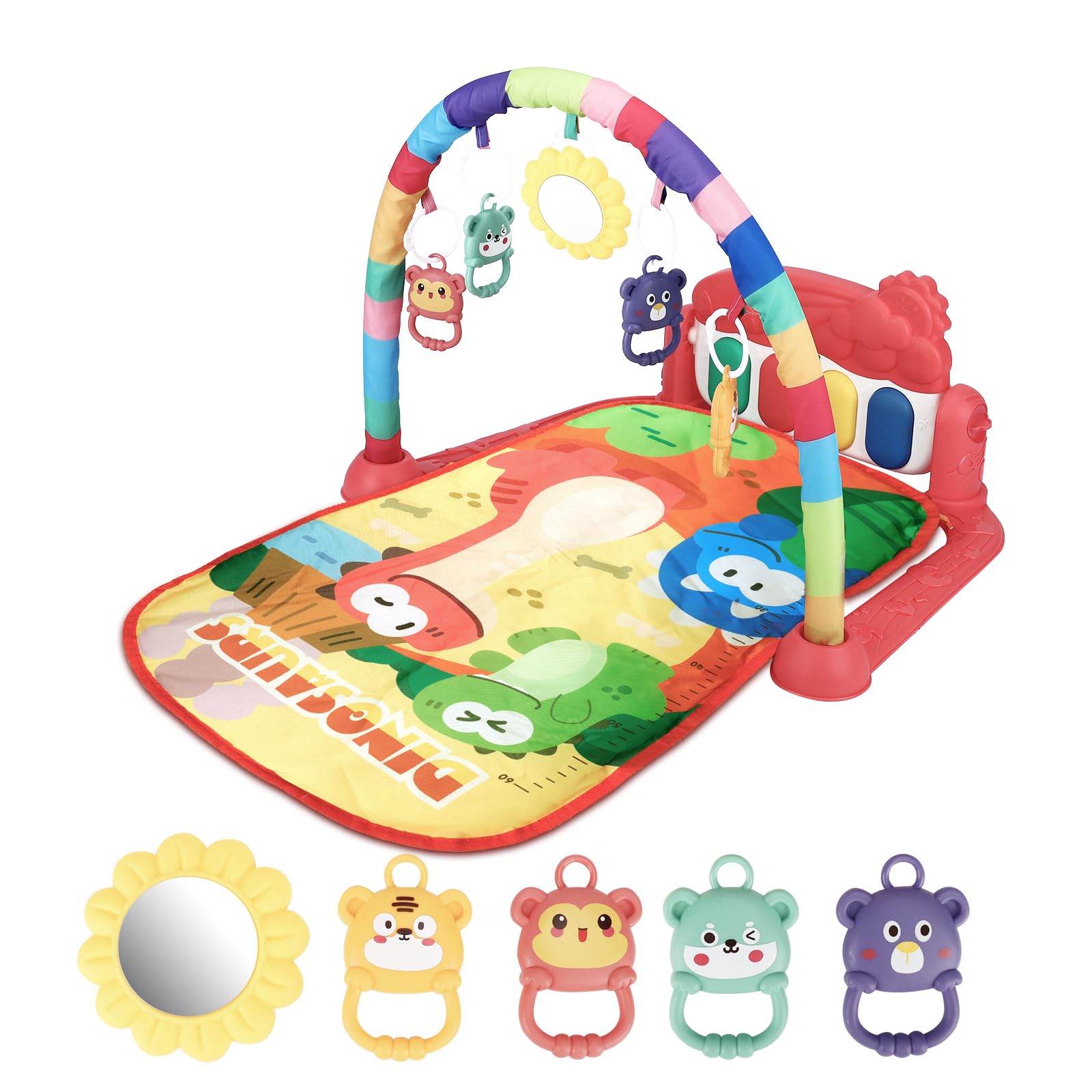 BLUELF Baby Play Mat Baby Gym, Baby Activity Mat with Play Piano Music and Lights, Piano Gym Floor Mat, Early Development Baby Play Mat Gift for Babies Newborn