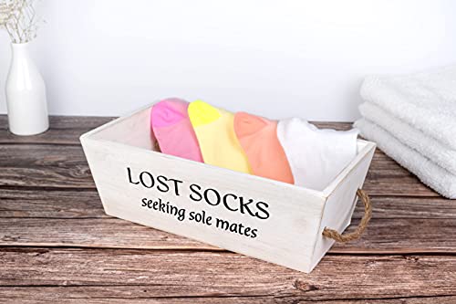 Lost Socks Basket for Laundry Room β White Laundry Basket, Wooden Farmhouse Laundry Hamper, Sock Bin, Laundry Room Storage Baskets for Shelves, Sock Basket from UpTrend Design