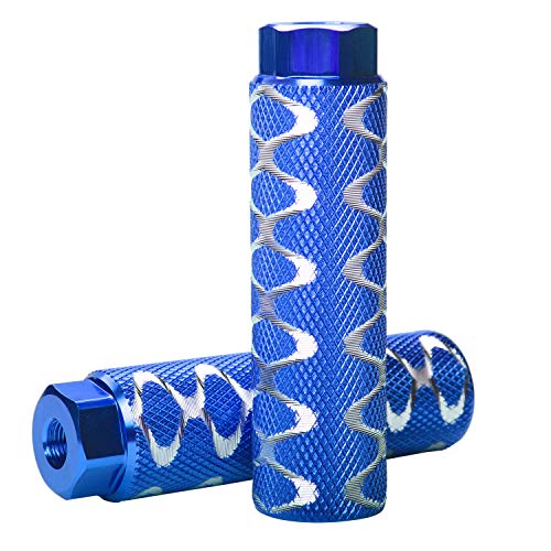TUKIBNY Bike Pegs, Anti-Skid Aluminum Alloy BMX Foot Pegs Cycling Rear Stunt Pegs Fit 3/8 inch Axles(Blue)
