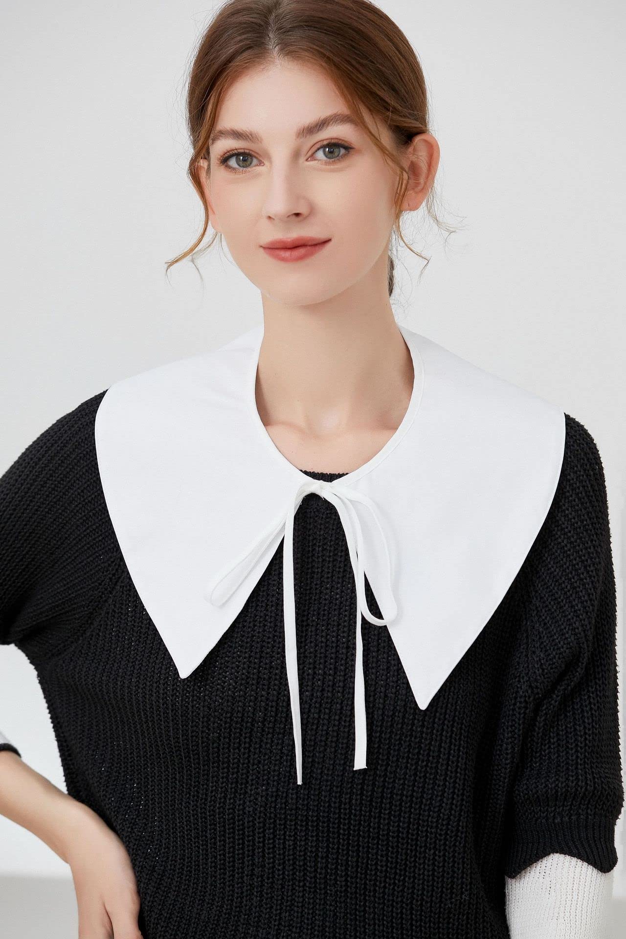 SUZALA Fake Collar Little Shawl Top Detachable Blouse False Collar for Women Girls (PointedCollar-White)