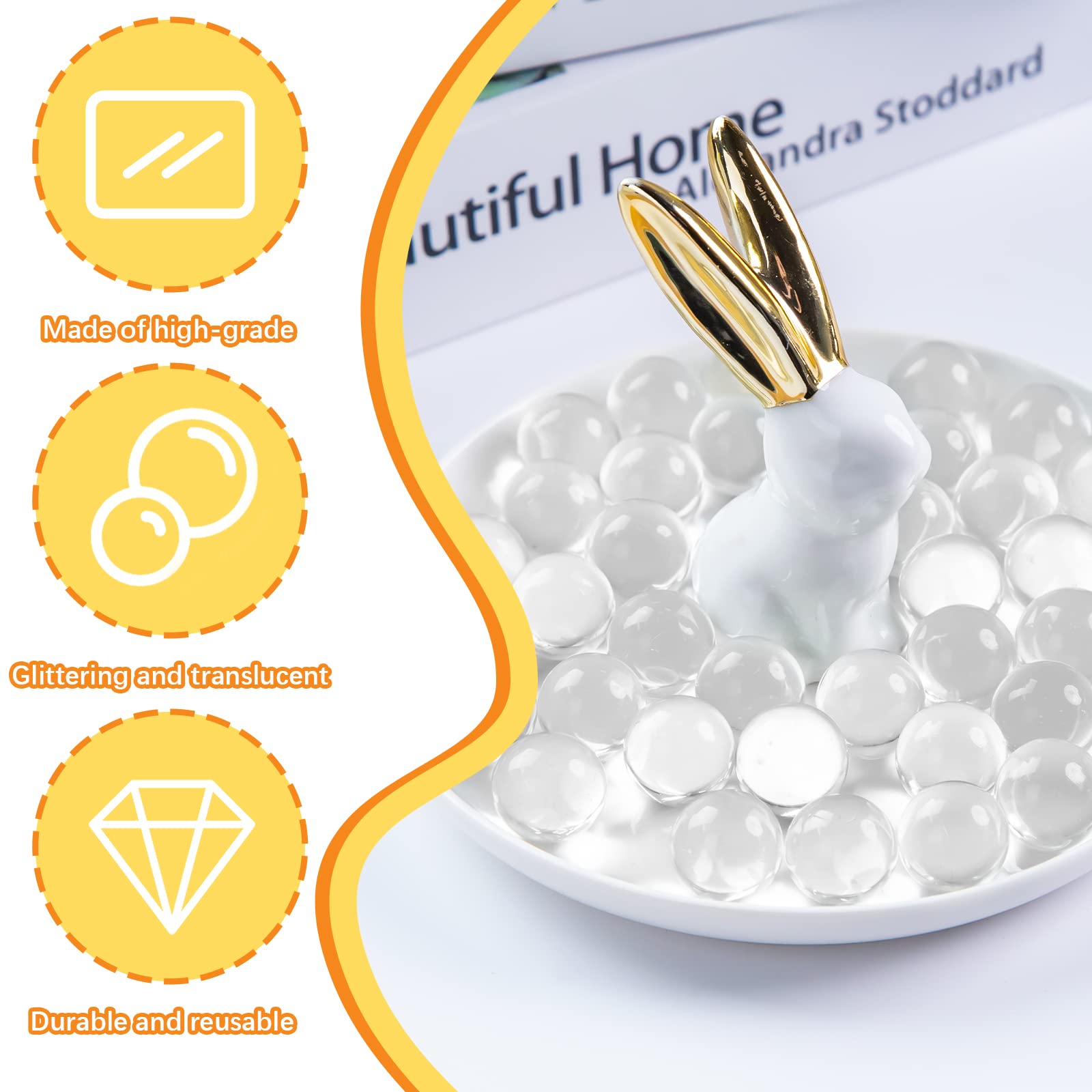 FUTUREPLUSX Clear Glass Marbles, 1LB Round Marble Beads Transparent Vase Fillers Decorative Glass Gem Pebbles for Decoration Collectibles Marble Games
