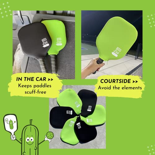 Big Dill Pickleball Co. Individual Pickleball Paddle Cover Only Neoprene Sleeve - Case Fits Pickleball Rackets up to 8.25" Wide (Black)